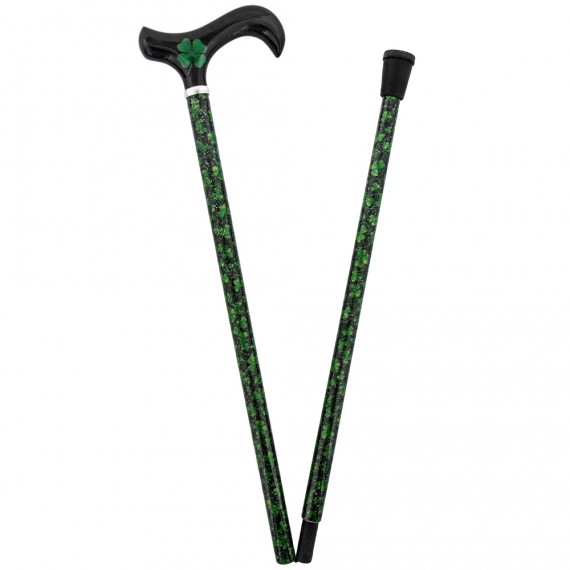 LUCKY 4-LEAF CLOVER – FOLDING CARBON FIBER DERBY WALKING CANE – 2 PIECE ...